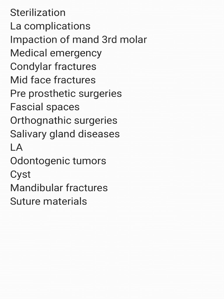Oral Surgery Classifications List | PDF