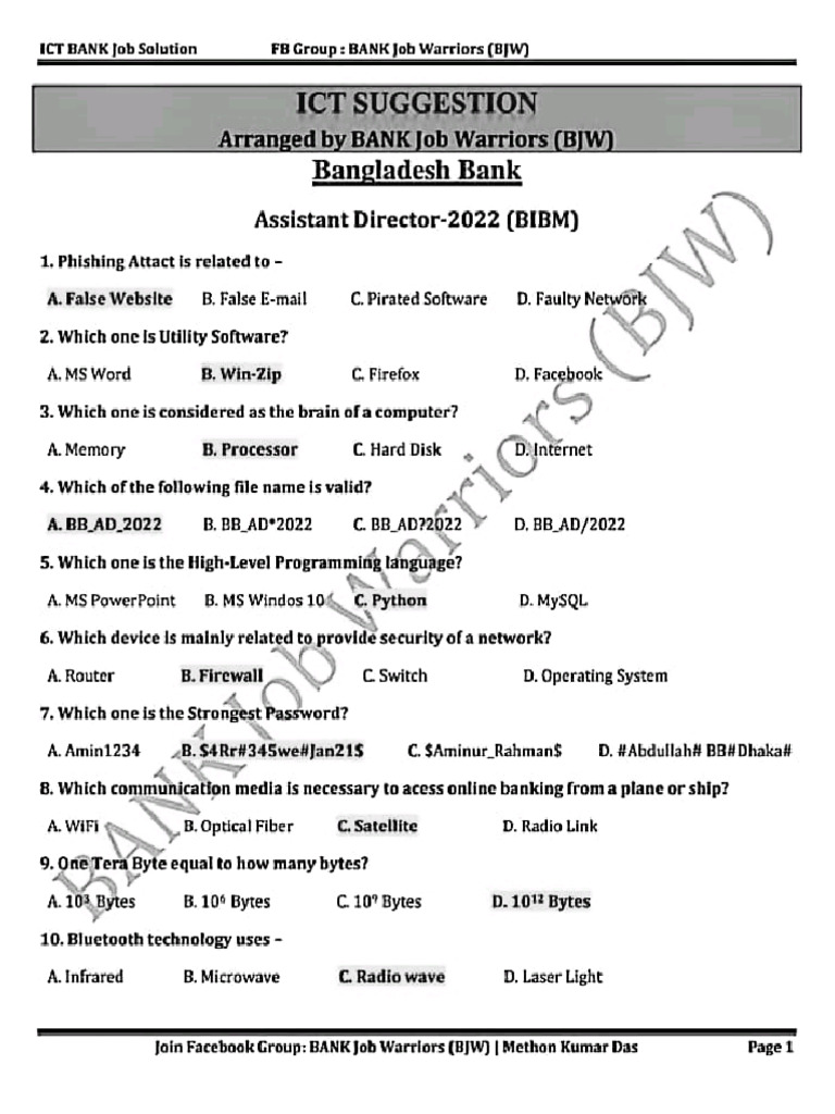ICT Previous Year Questions | PDF
