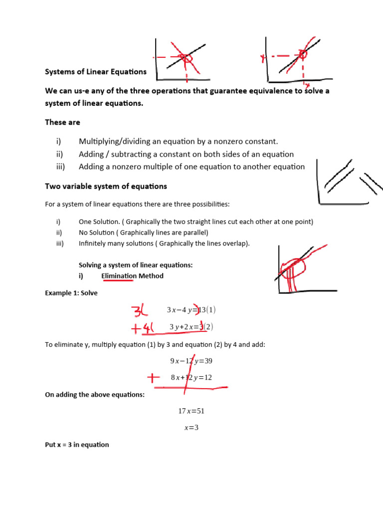 Systems of Linear Equations | PDF | Equations | System Of Linear Equations