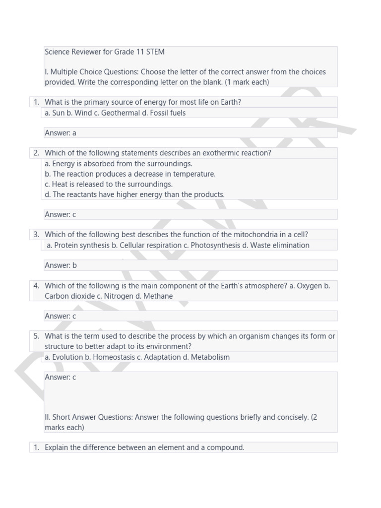 Science Reviewer For Grade 11 STEM | Download Free PDF | Mole (Unit) | Ph