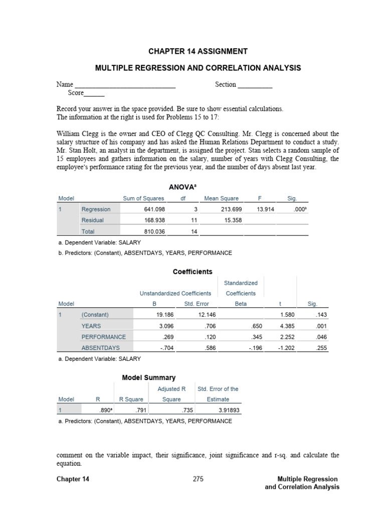 MULTIPLE REGRESSION AND CORRELATION ANALYSIS | PDF | Errors And Residuals | Regression Analysis
