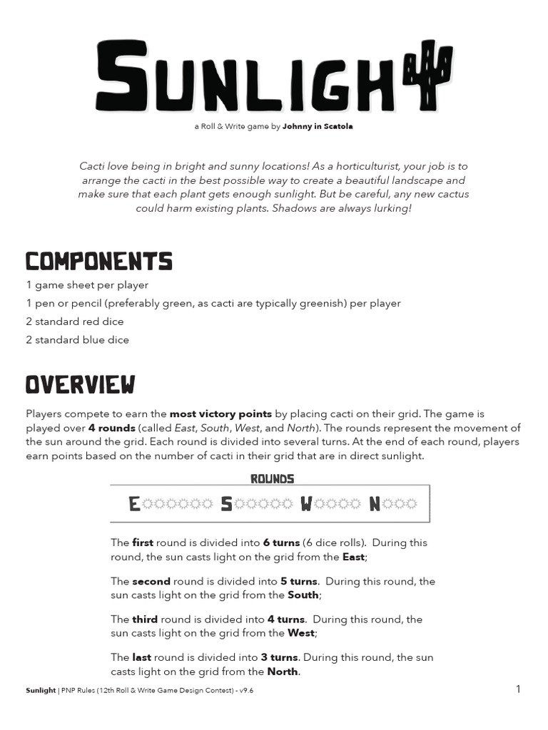 Sunlight Rules Low Ink | PDF | Games & Activities | Teaching Methods ...