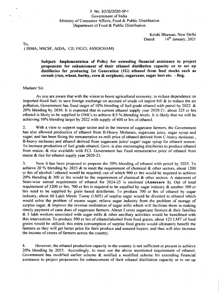 Cental Govt. Scheme For Promotion of Ethanol | PDF | Sugarcane ... Cental Govt. Scheme For Promotion of Ethanol | PDF | Sugarcane ...