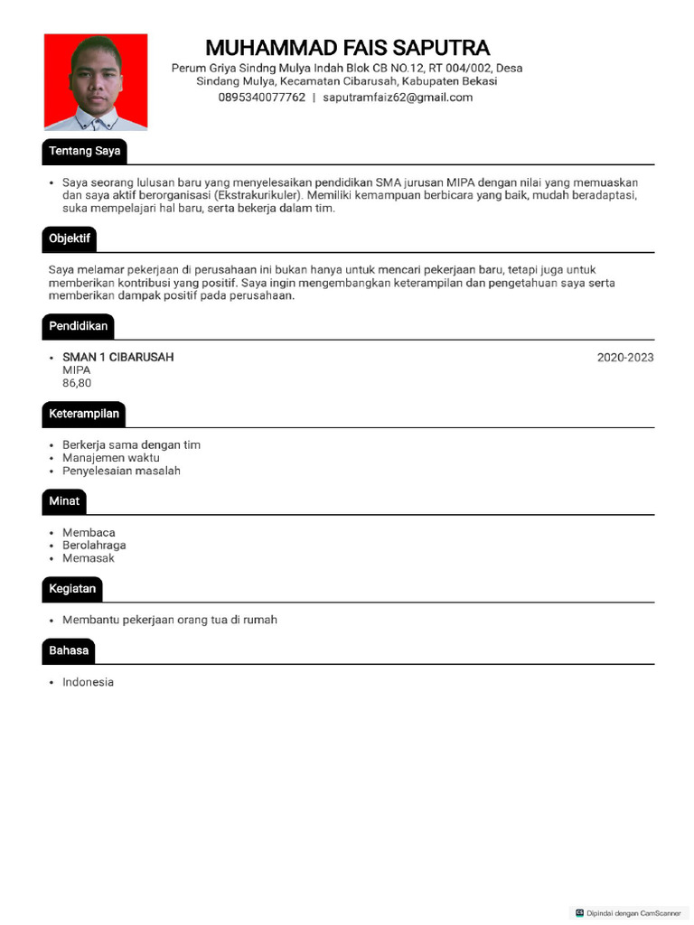 CV - Muhammad Fais Saputra | PDF