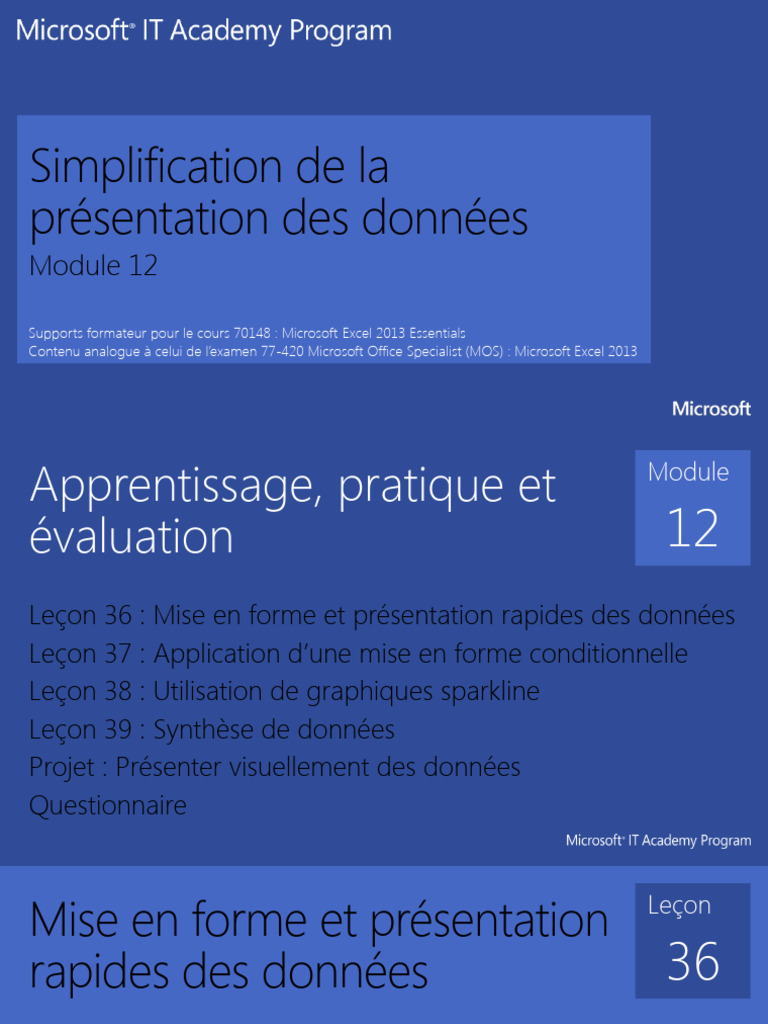 présentation des données Excel | PDF | Microsoft Excel | Informatique