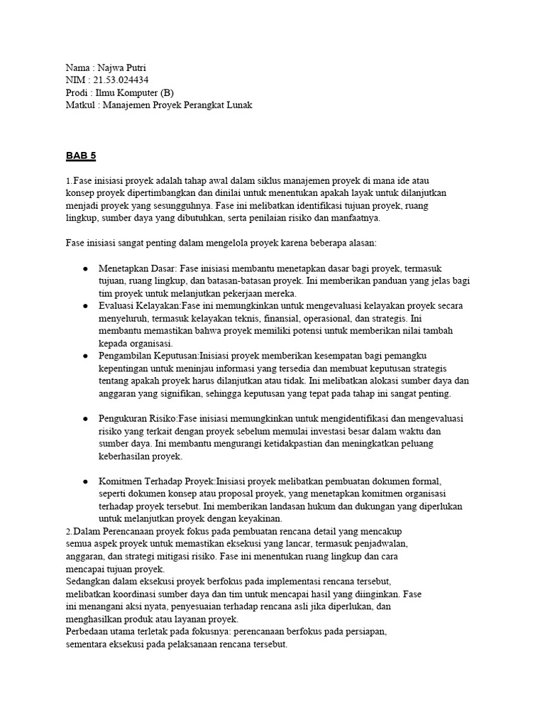 Manajemen Proyek: Fase Inisiasi hingga Penutupan | PDF