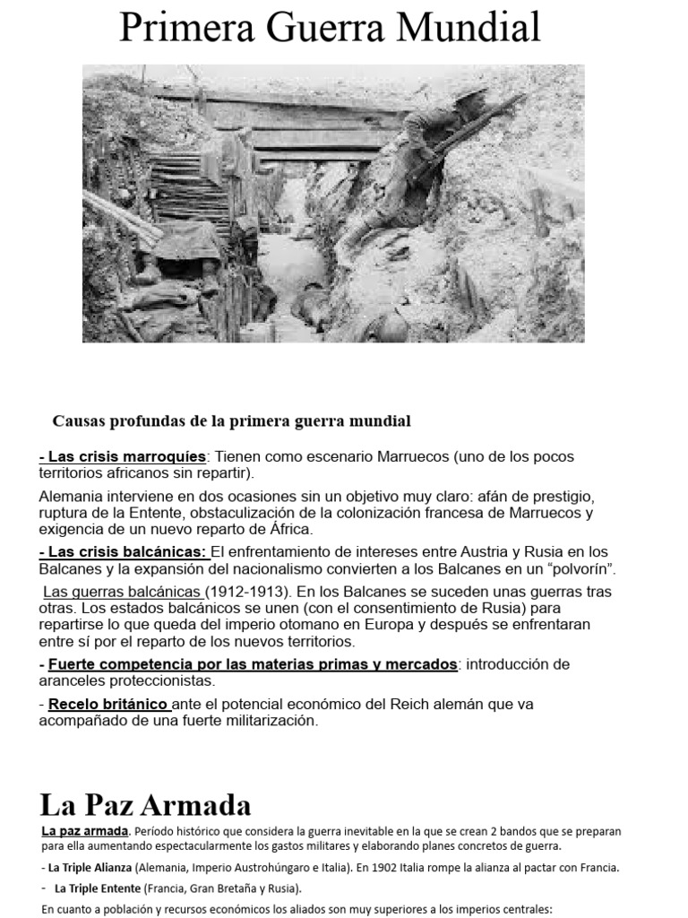 Causas y Fases de la Primera Guerra Mundial | PDF | Primera Guerra ...
