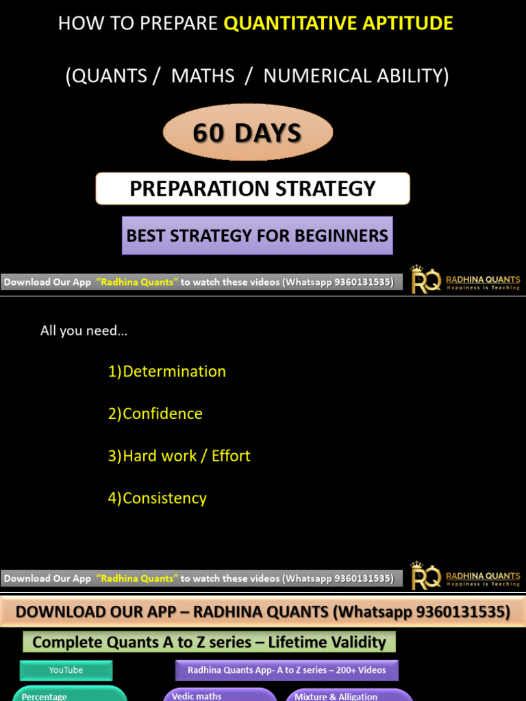 Radhina Quants: 60-Day Prep Guide | PDF | Applied Mathematics | Mathematics