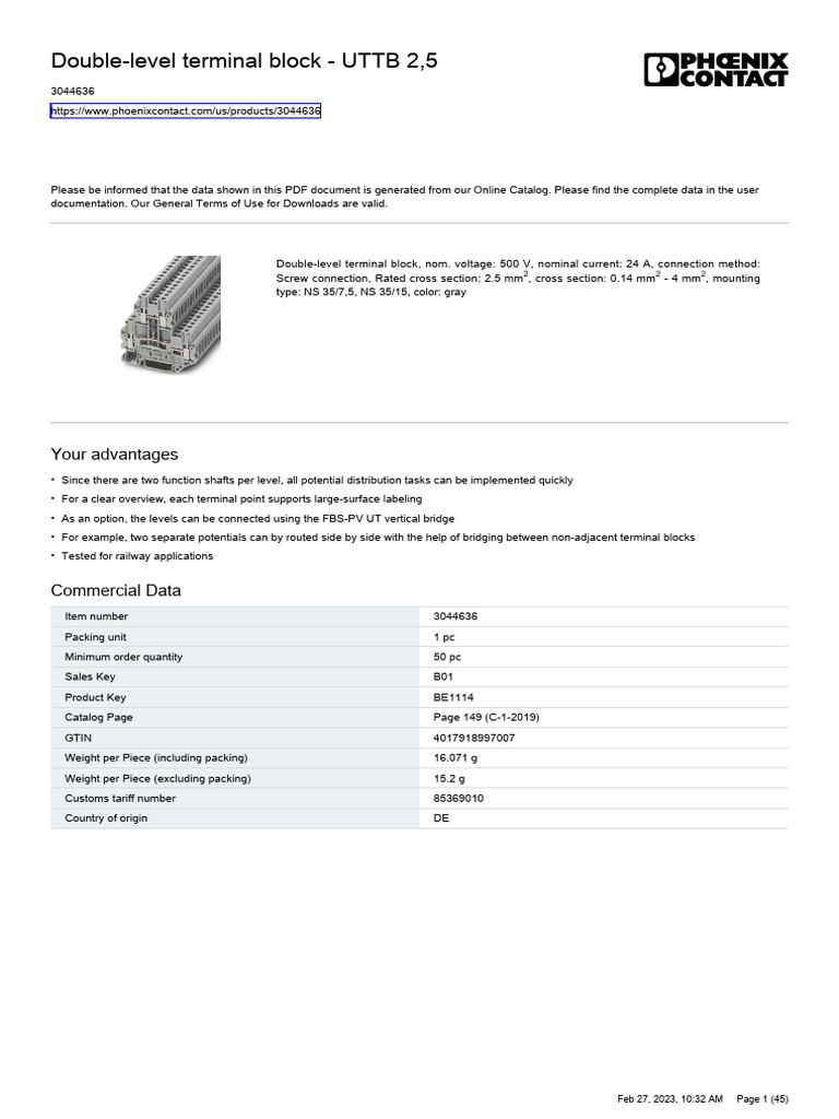 Phoenix Contact 3044636 en | PDF | Insulator (Electricity) | Electrical ...