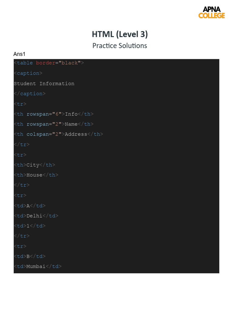 HTML Level 3 (Ans) | PDF | Computers