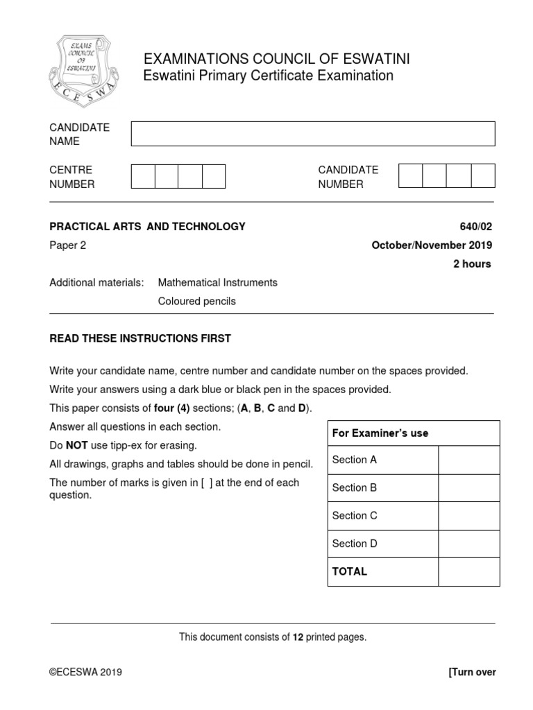 Epc Practical Arts 2019 p2 QP Print Final | PDF | Art