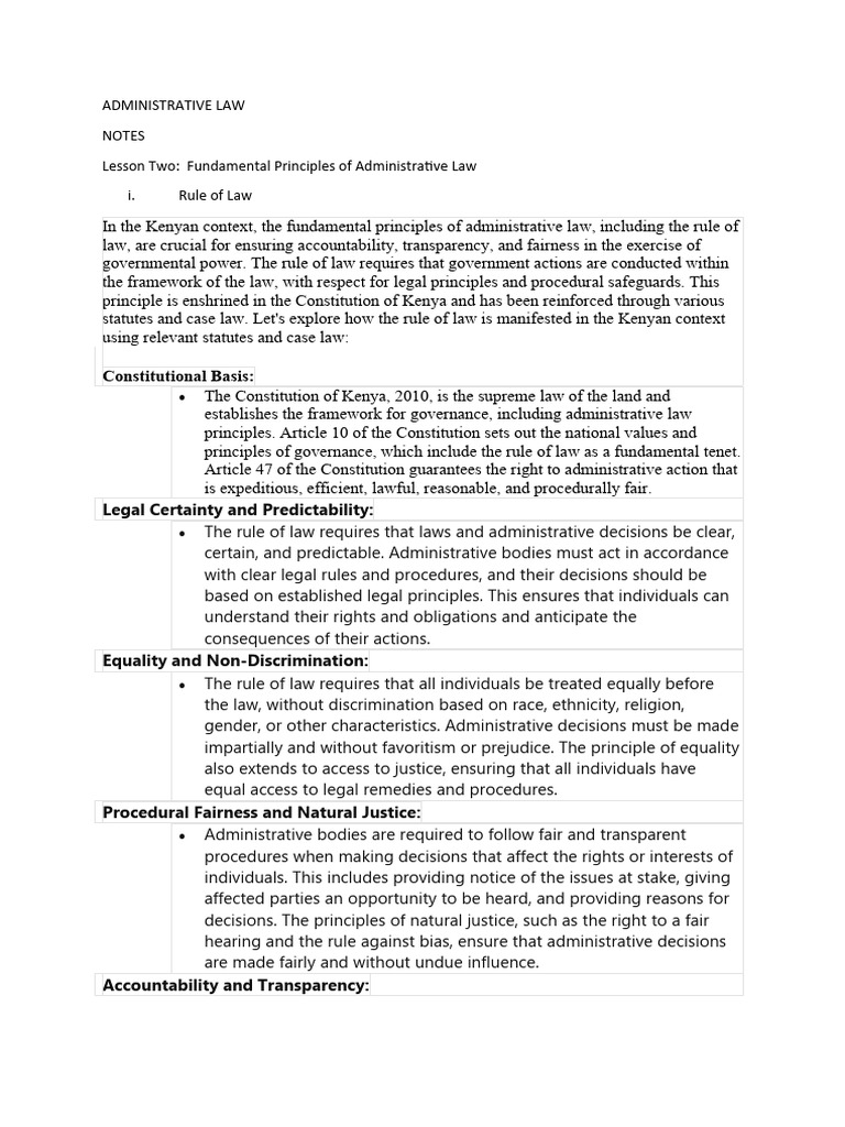 ADMINISTRATIVE LAW Notes | PDF | Separation Of Powers | Administrative Law