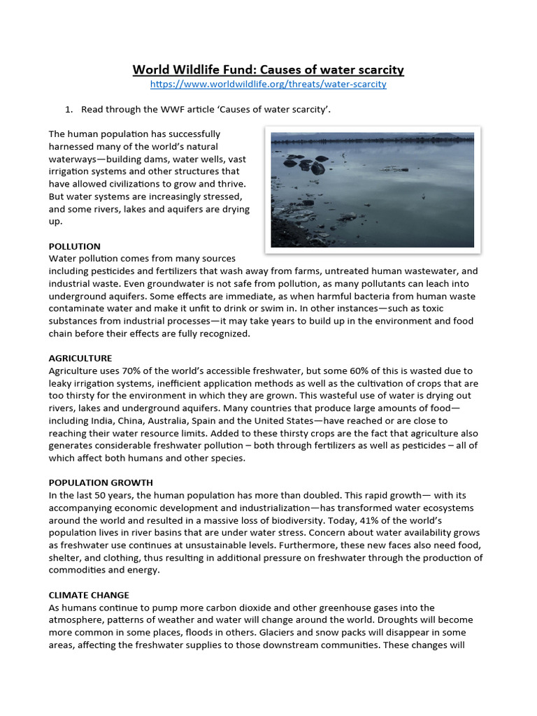 Causes of Water Scarcity - Article | PDF | Water Scarcity | Water