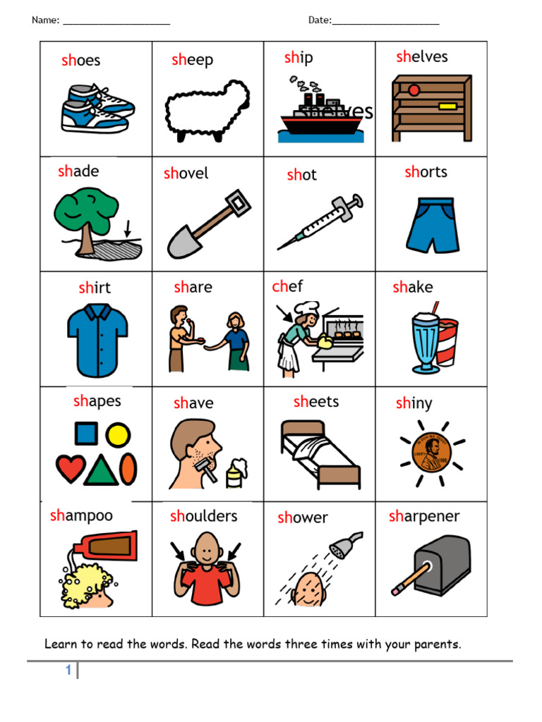 Phonics Practice: 'sh' Sound Activities | PDF
