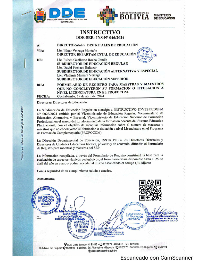 INSTRUCTIVO DDE-SER - No 046 | PDF