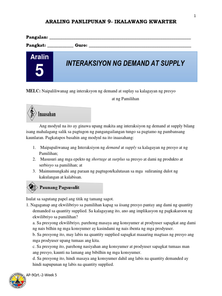 AP 9 Q2 Week 5 | PDF