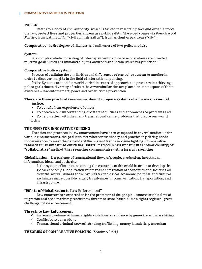IC-Comparative-Models-of-Policing | PDF | Police | United Nations