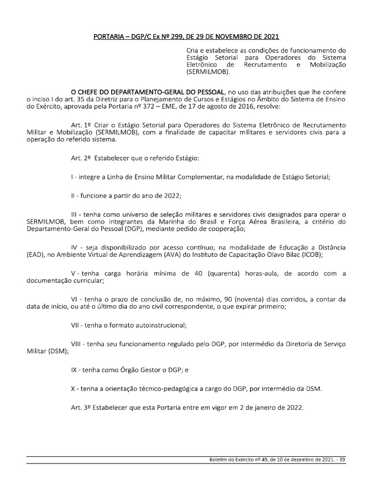 Estágio Operador SERMILMOB | PDF