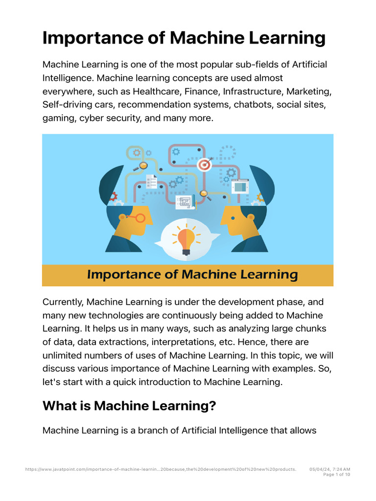 Importance of Machine Learning | Download Free PDF | Machine Learning | Support Vector Machine