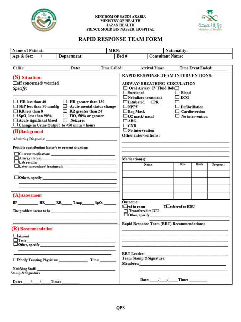 RRT FORM | PDF | Causes Of Death | Diseases And Disorders