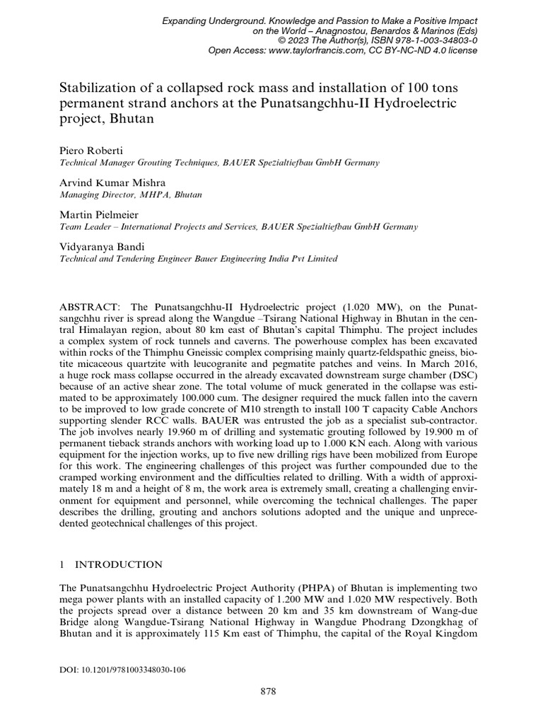 Stabilization of A Collapsed Rock Mass and Install | PDF | Drilling Rig ...