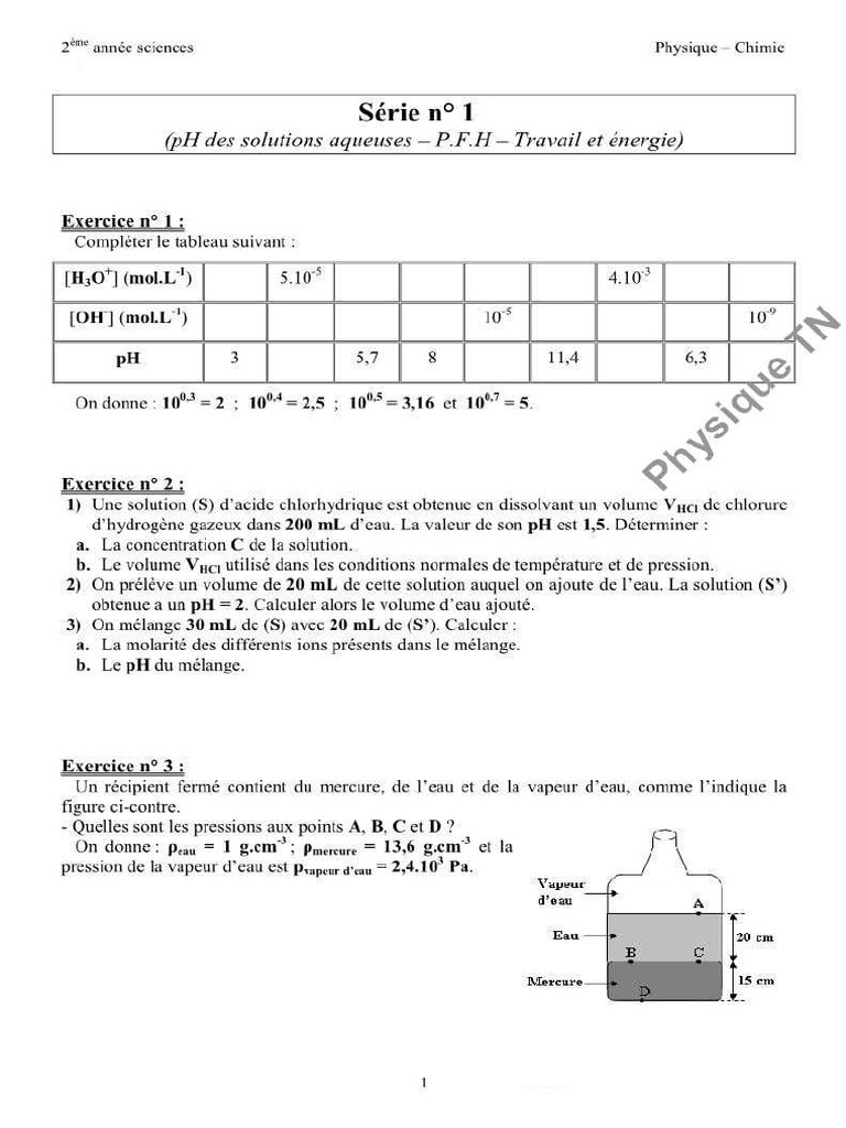 Serie PH Principe Fondamentale de L'hydrostatique | PDF