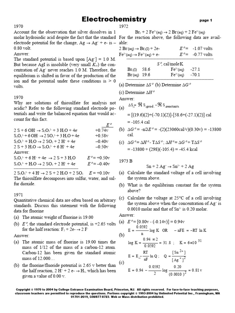 Electrochemistry | PDF | Electrochemistry | Physical Sciences