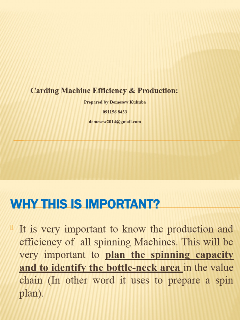 Carding Machine Efficiency Calculation | PDF | Textiles
