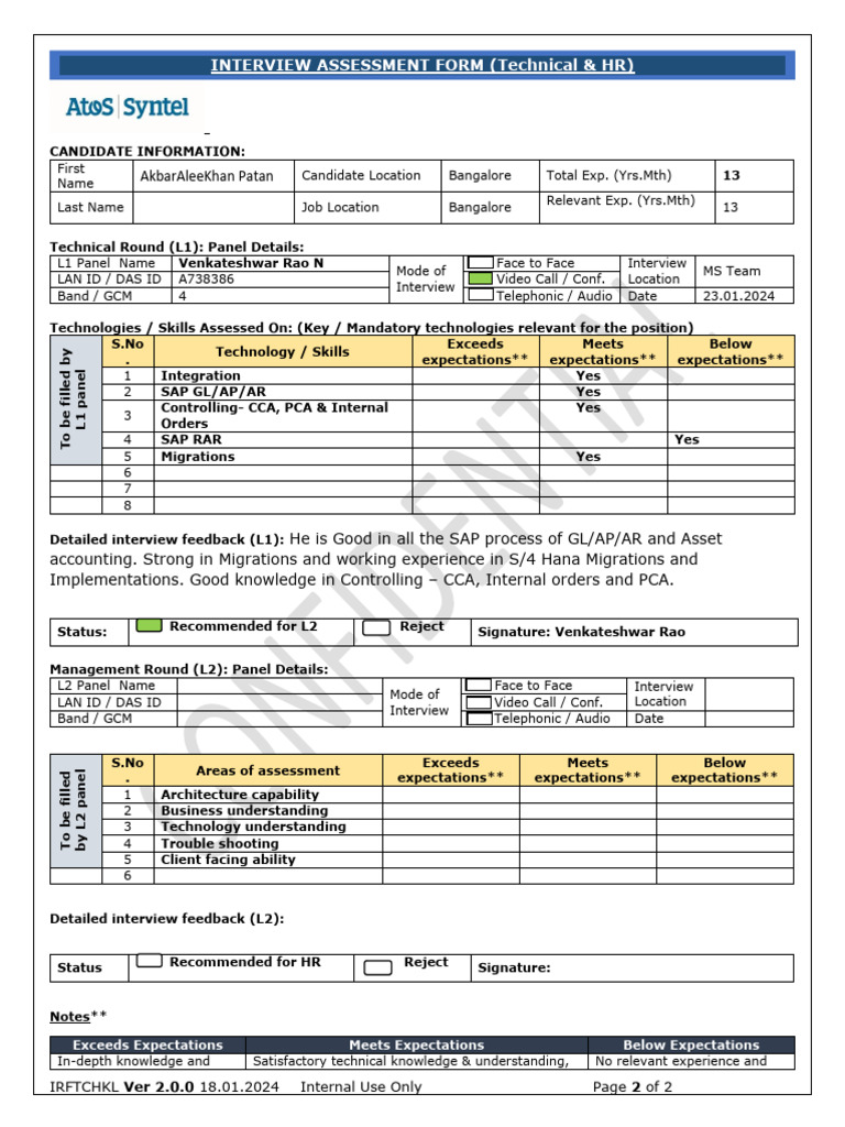 IRF Technical Form - Akbar | PDF