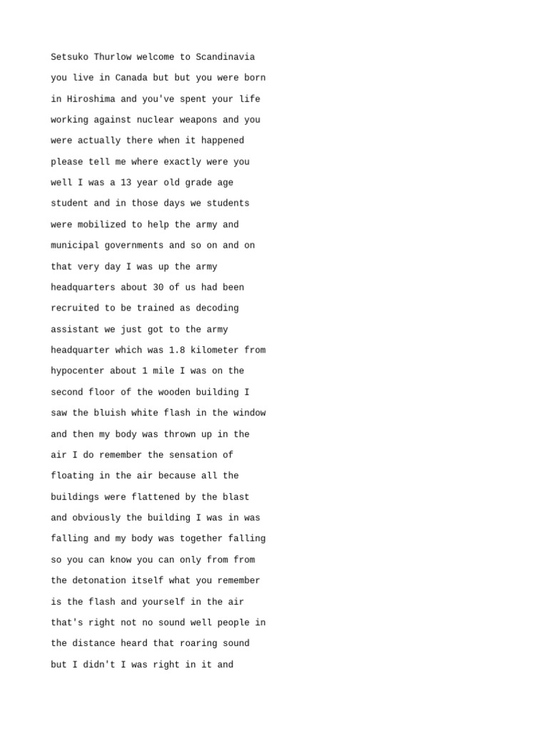 (English (Auto-Generated) ) Hiroshima Survivor Setsuko - Skin and Flesh ...