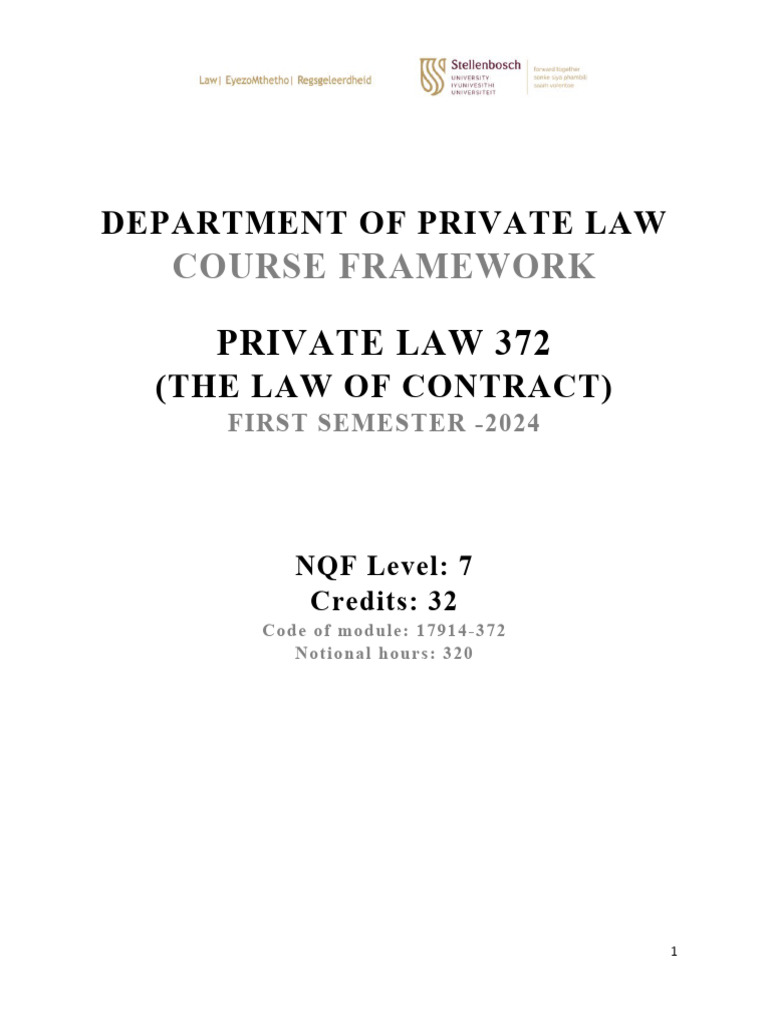 Private Law 372 - Framework 2024 First Semester | PDF | Plagiarism