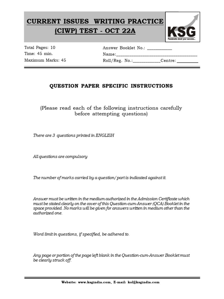 Current Issues Writing Practice Test | PDF