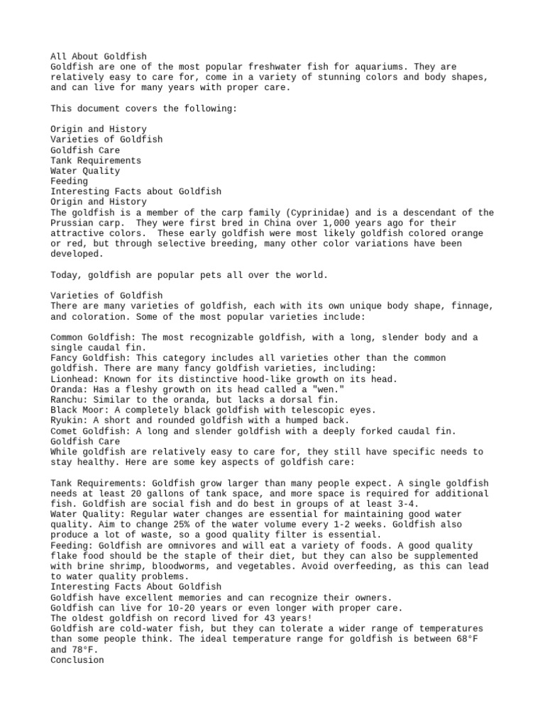 Evolution About The Goldfish | Download Free PDF | Fish And Humans ...