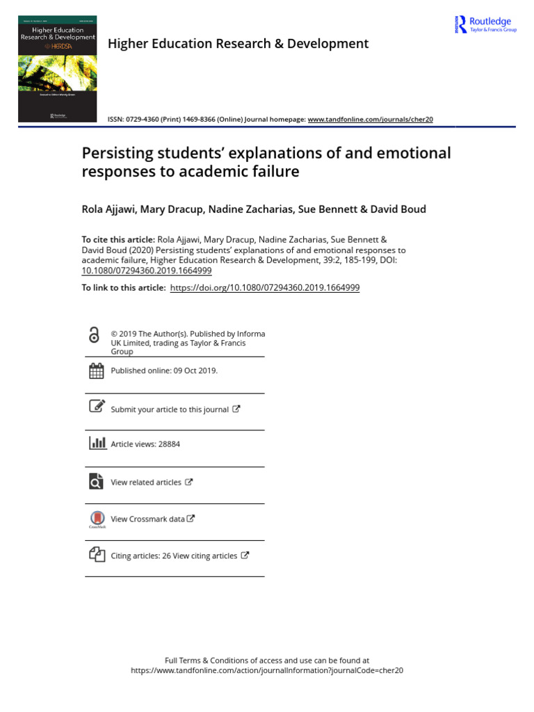 Persisting Students Explanations of and Emotional Responses To Academic ...