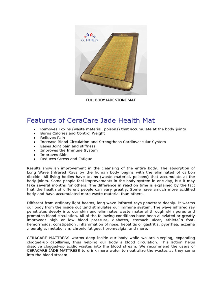 CeraCare Jade Health Mat Benefits | PDF