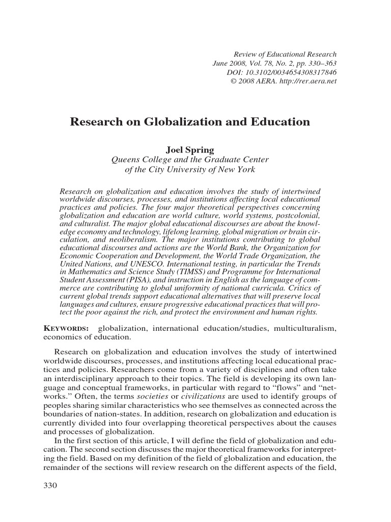 Research On Globalization and Education: Queens College and The ...