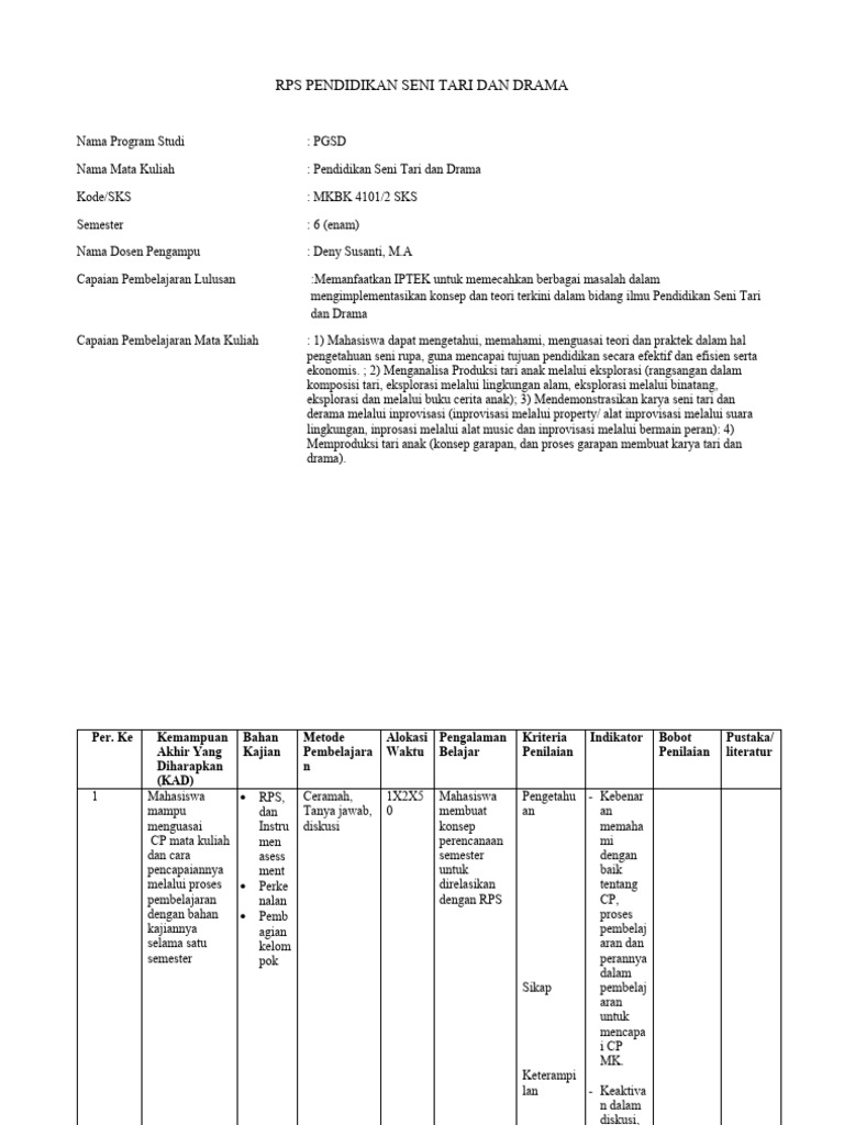 Pendidikan Seni Tari Dan Drama | PDF