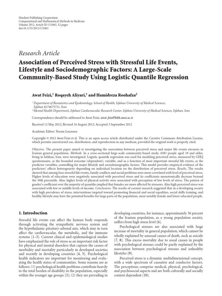2association of Perceived Stress With Stressful Life Events | PDF ...
