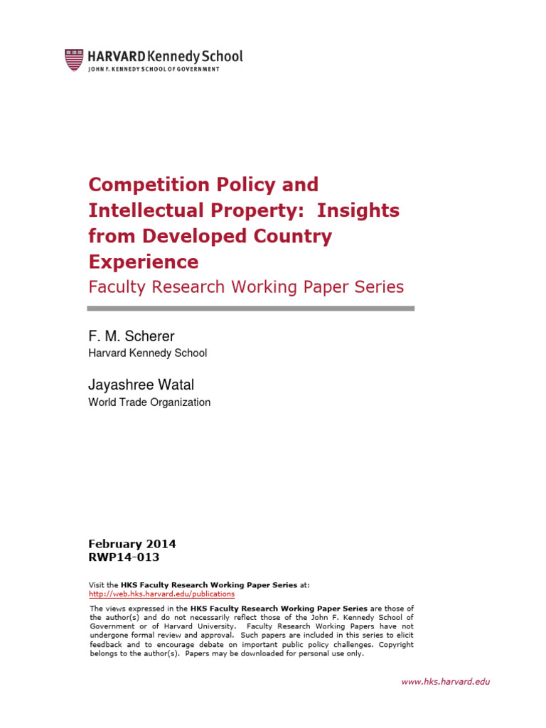 Harvard Competition Policy | PDF | Intellectual Property | Patent