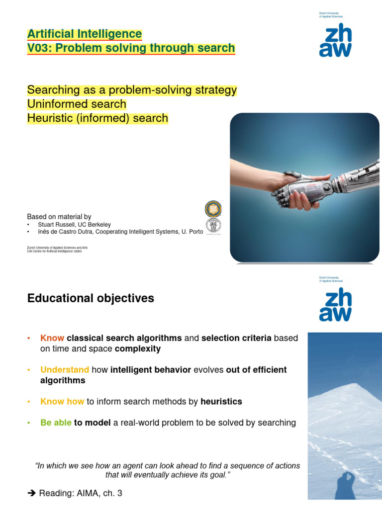 V03 ProblemSolvingThroughSearch | PDF | Artificial Intelligence ...