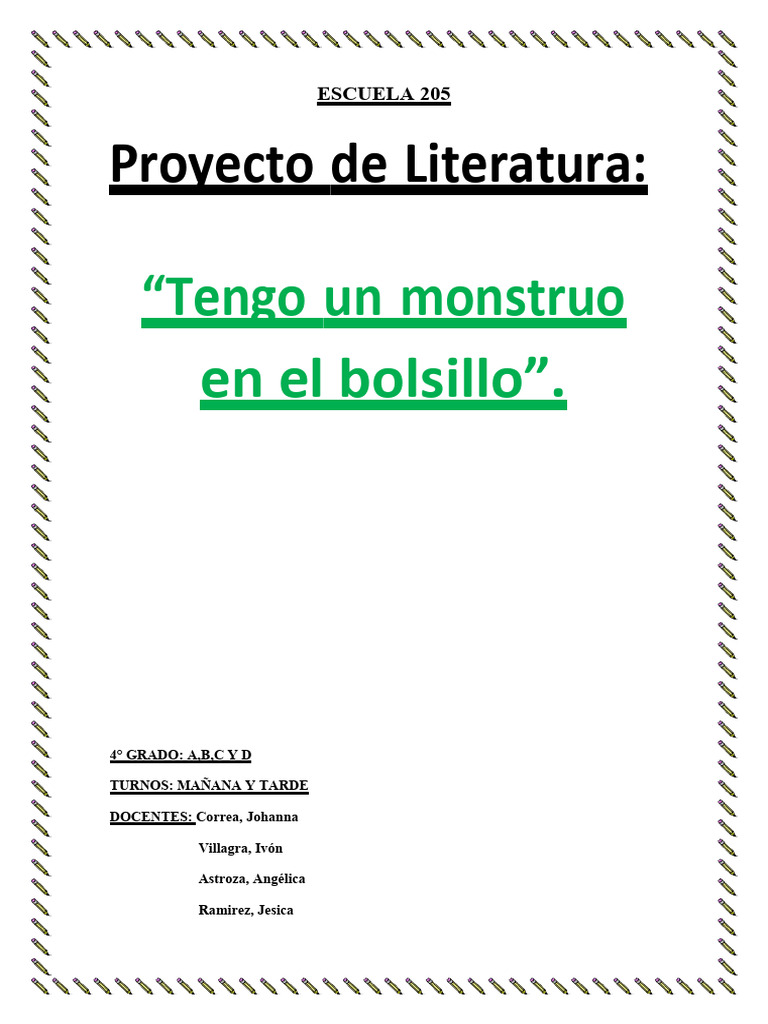 Proyecto Tengo Un Monstruo en El Bolsillo | PDF | Escritura
