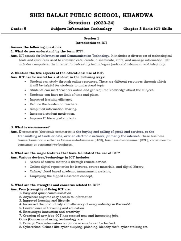 Grade 9 Ch-3 Basic ICT Skills | Download Free PDF | World Wide Web ...