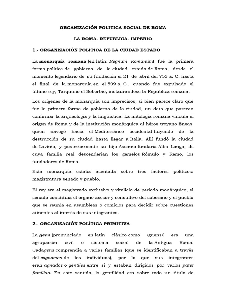 Organizacion Politica de Roma | PDF | Civilizaciones clásicas ...