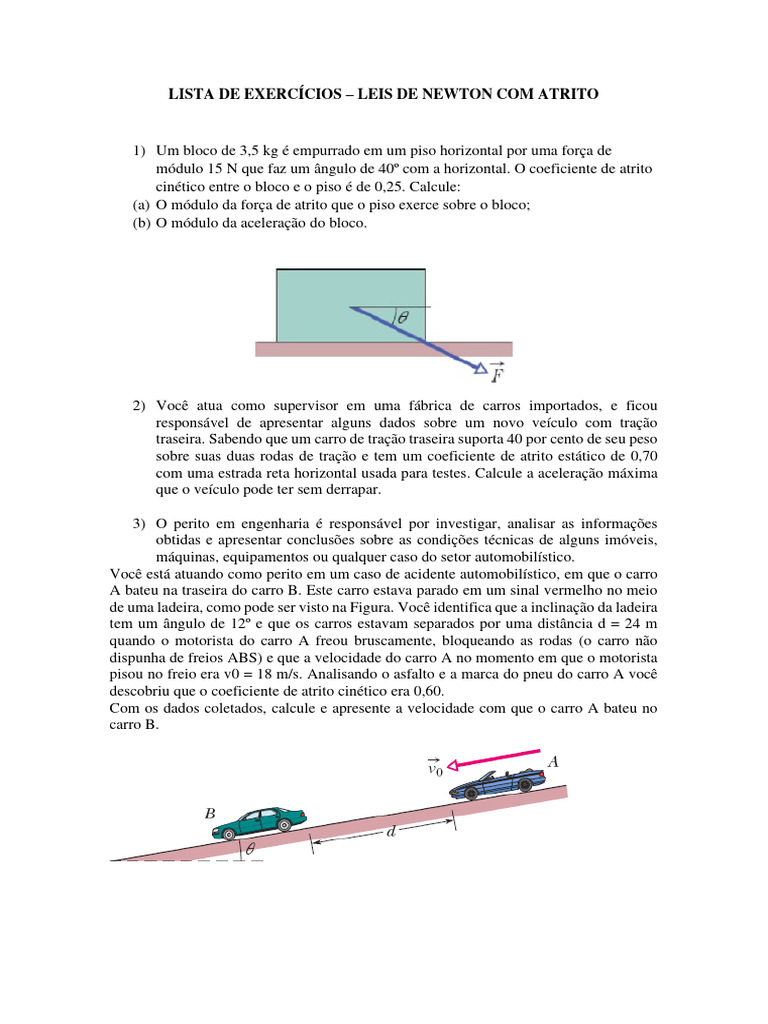 Leis de Newton Com Atrito | PDF | Carro