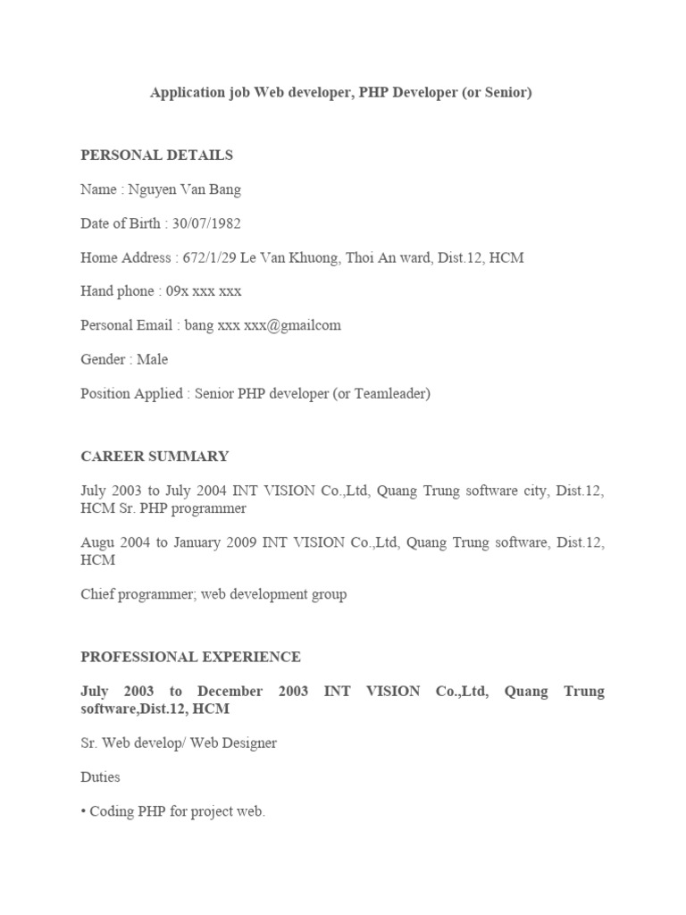 Application Job Web Developer | PDF | Career & Growth | Business