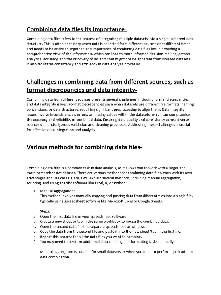 Unit 2 Combining Data Files Its Importance Pdf Microsoft Excel Databases