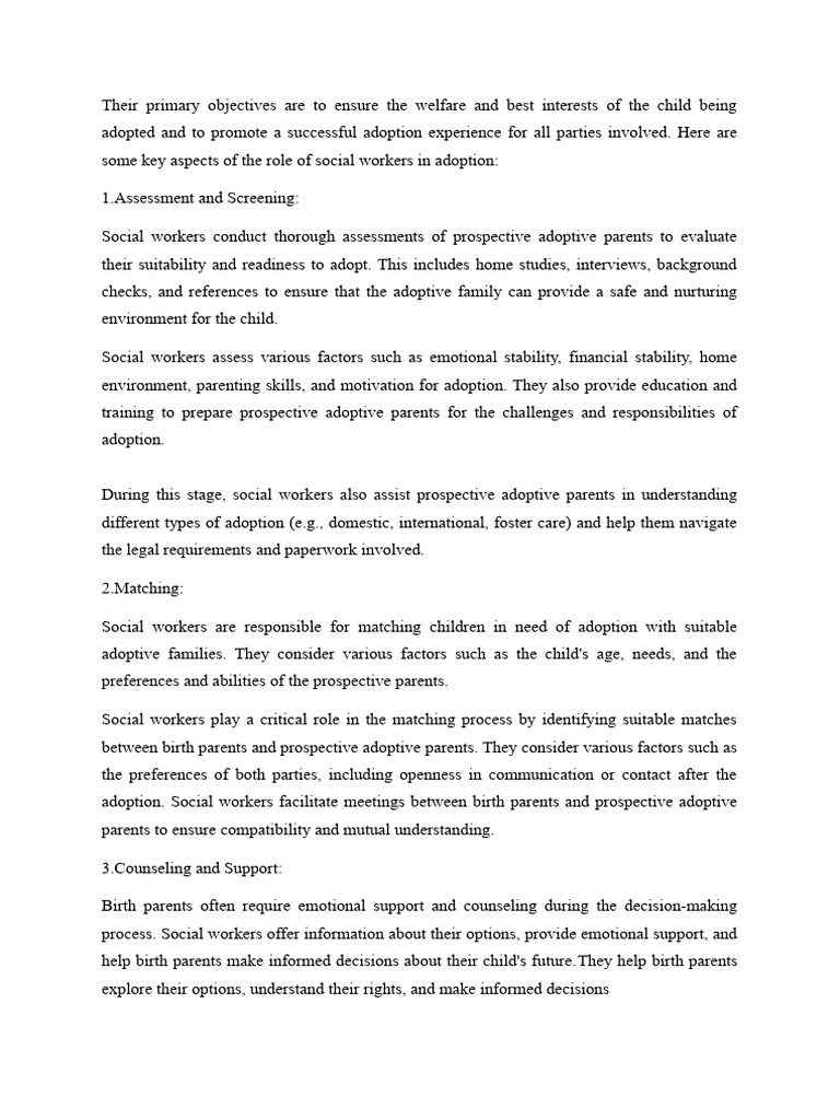 Adoption Roles of Social Workers | PDF | Adoption | Social Work