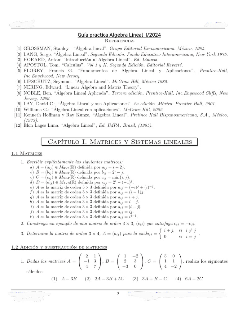 Ejercicios de Álgebra Lineal Resueltos | PDF | Matriz (Matemáticas ...