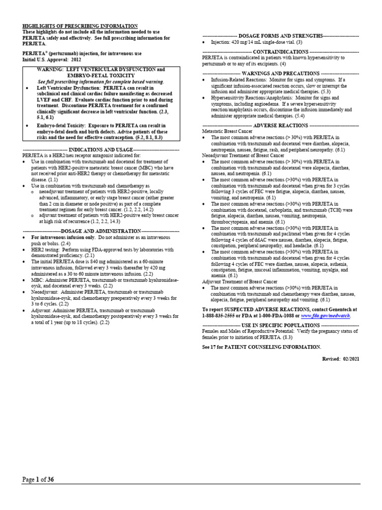Perjeta Prescribing | Download Free PDF | Chemotherapy | Breast Cancer