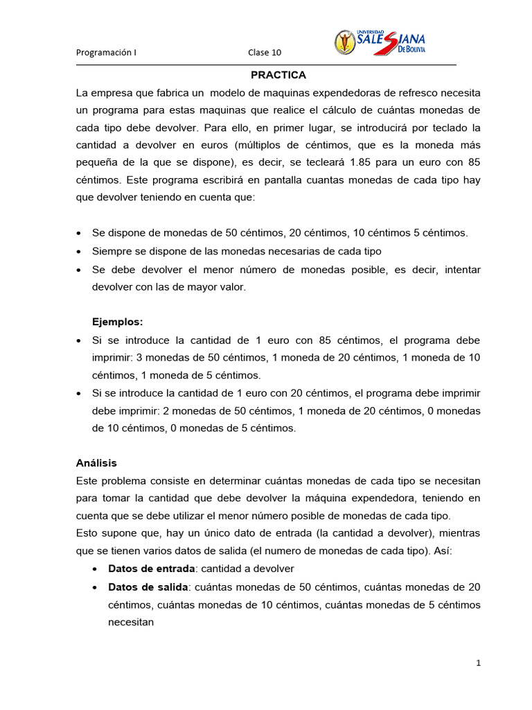 Programa para Calcular Monedas a Devolver | PDF | Euro | Informática